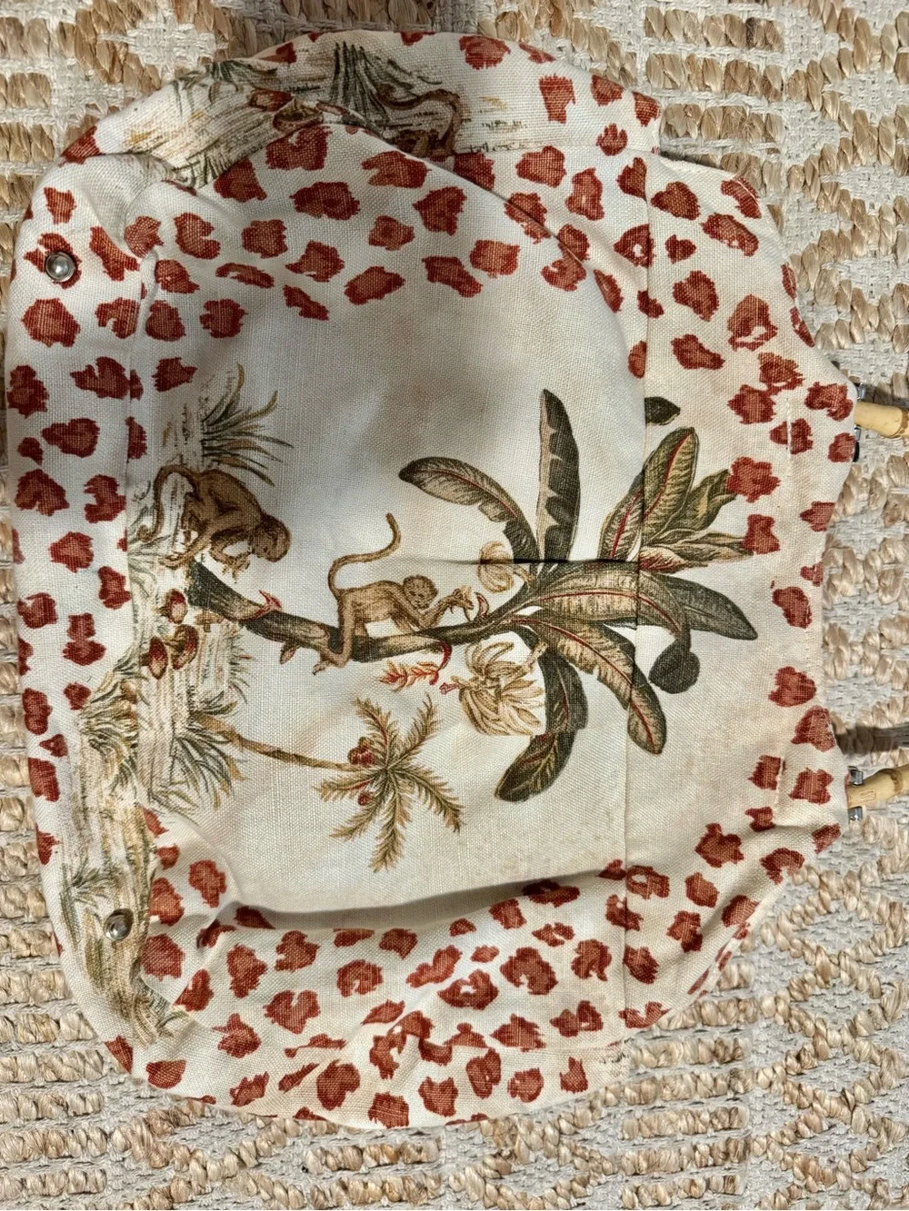 Bags | Vintage Tangee Designs Tropical Monkey Print Bamboo Handle Purse ...